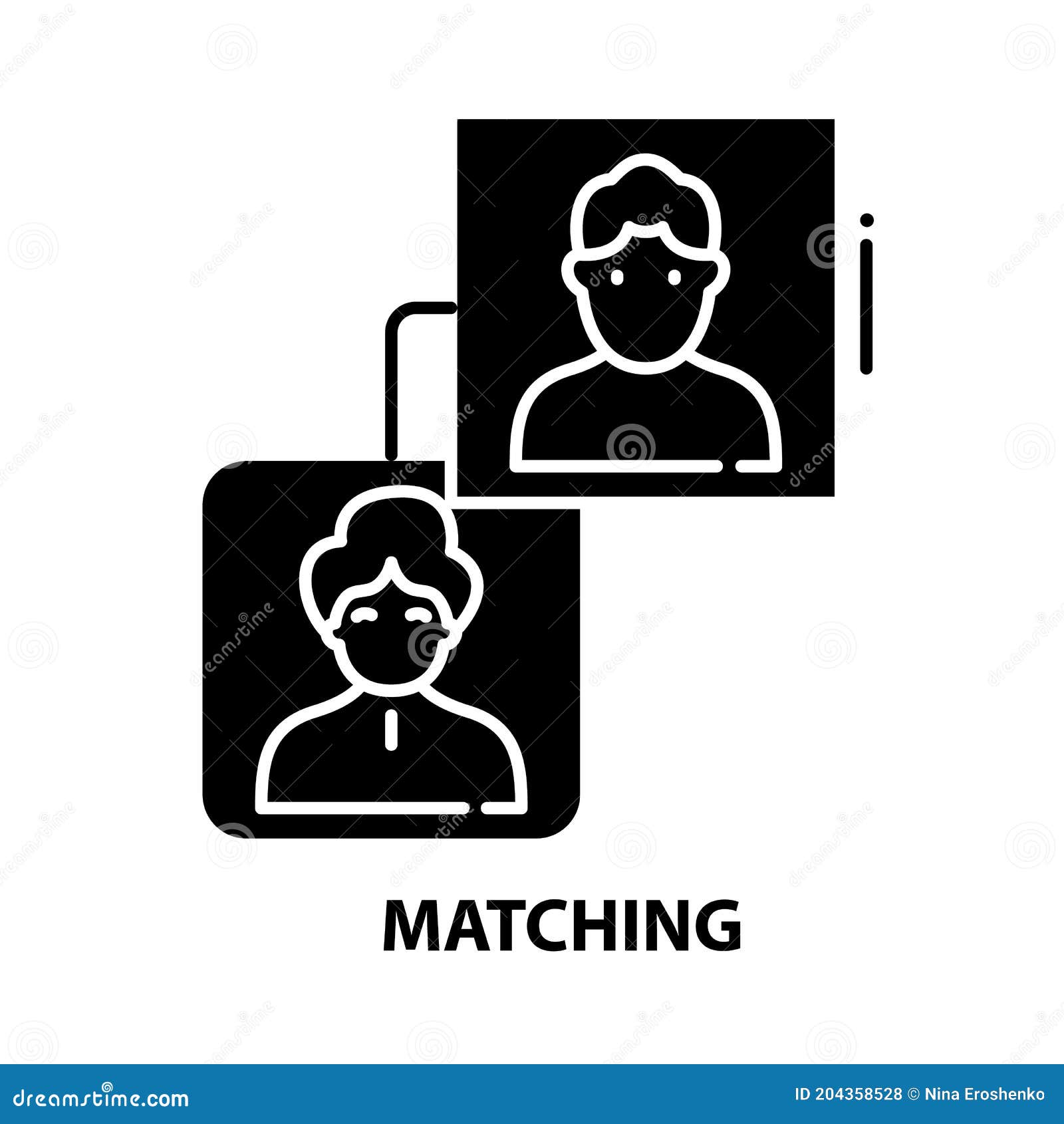 Matching Icon, Black Vector Sign with Editable Strokes, Concept ...