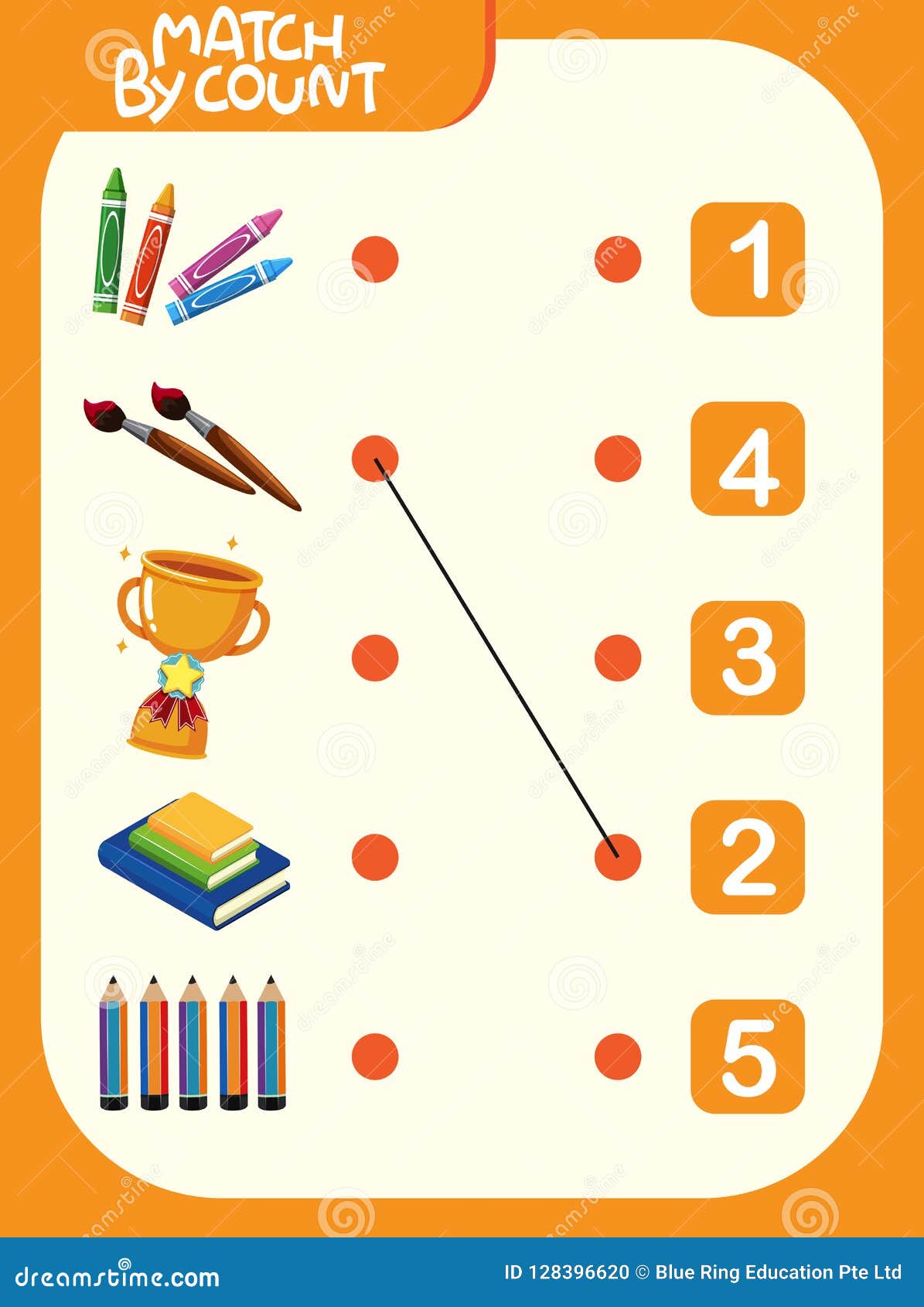 Matching Number Worksheet Template Stock Vector - Illustration of page ...