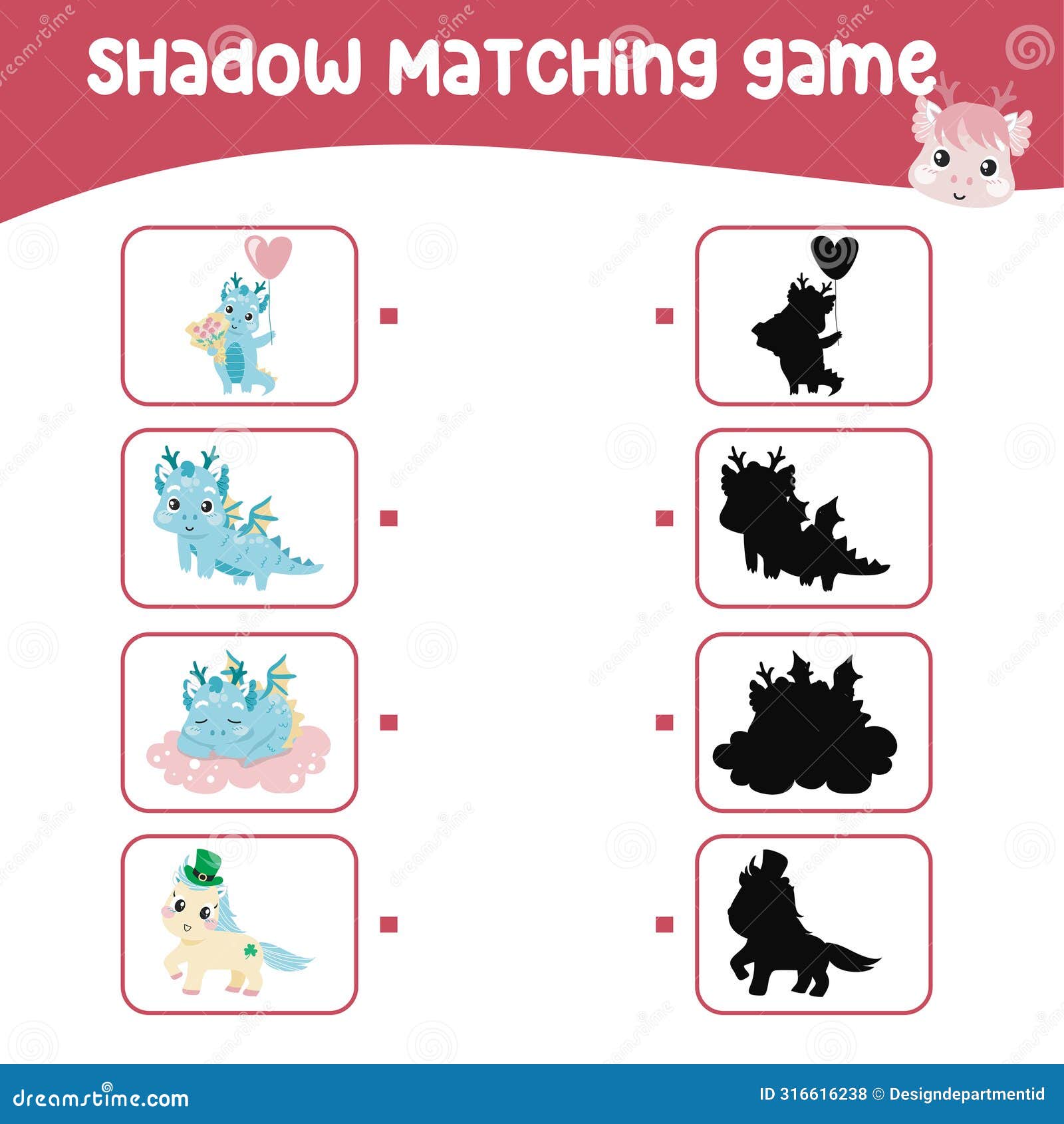 Matching Shadow Game for Children. Find the Correct Shadow Stock Vector ...