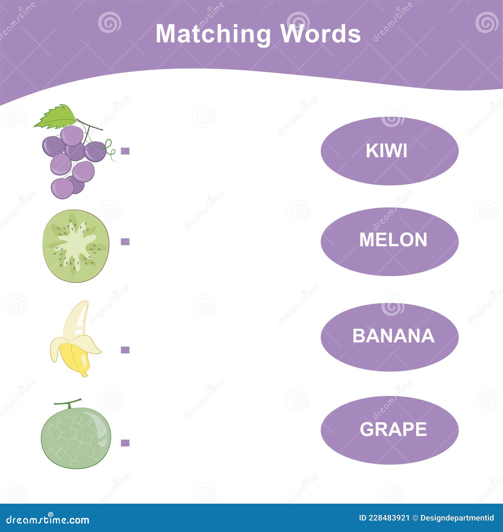 Matching Words for Preschool. Worksheet for Learning English Stock ...