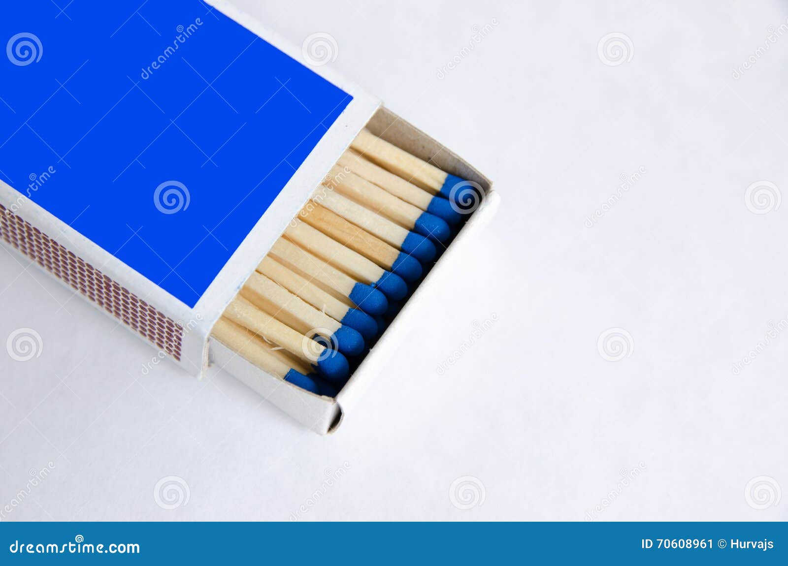 Matchstick in Blue Box on Isolated Background Stock Image - Image of ...