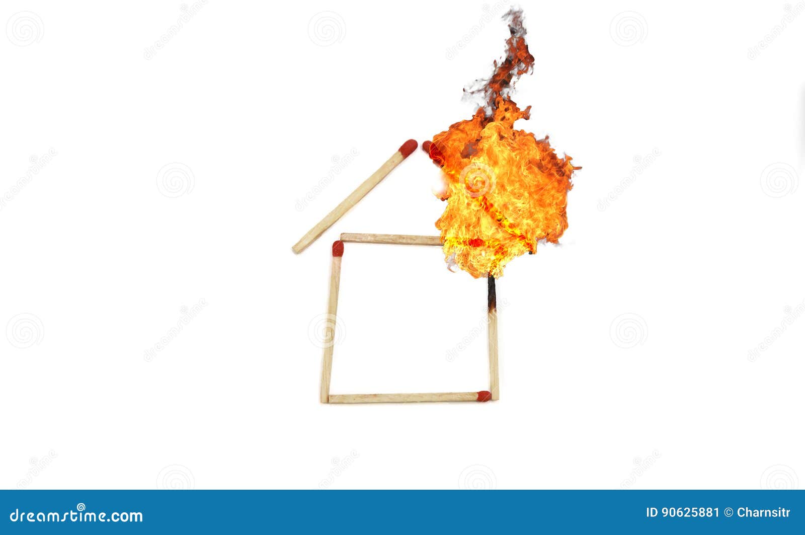 Matchstick in Home Shape with Fire Stock Image - Image of danger, shot ...