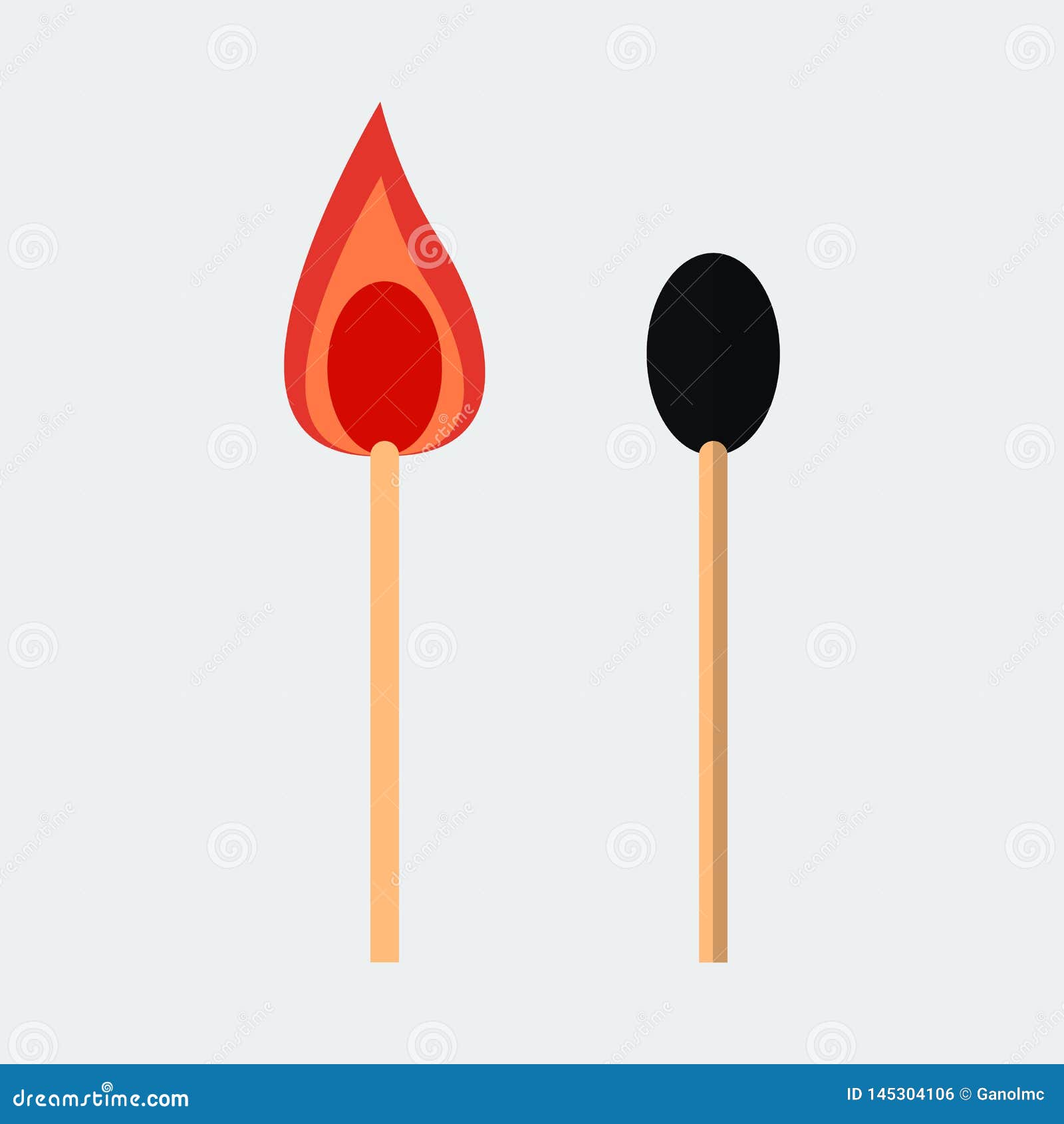 Lit Matchstick, Burning Matchstick Vector Art Illustration ...