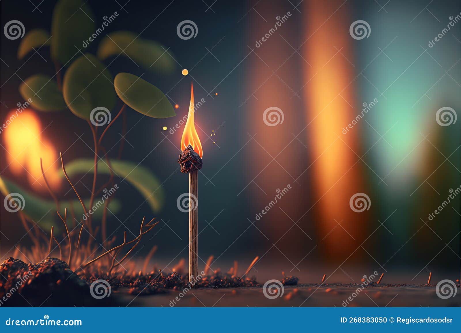 Matchstick Lit in the Woods Stock Illustration - Illustration of ...