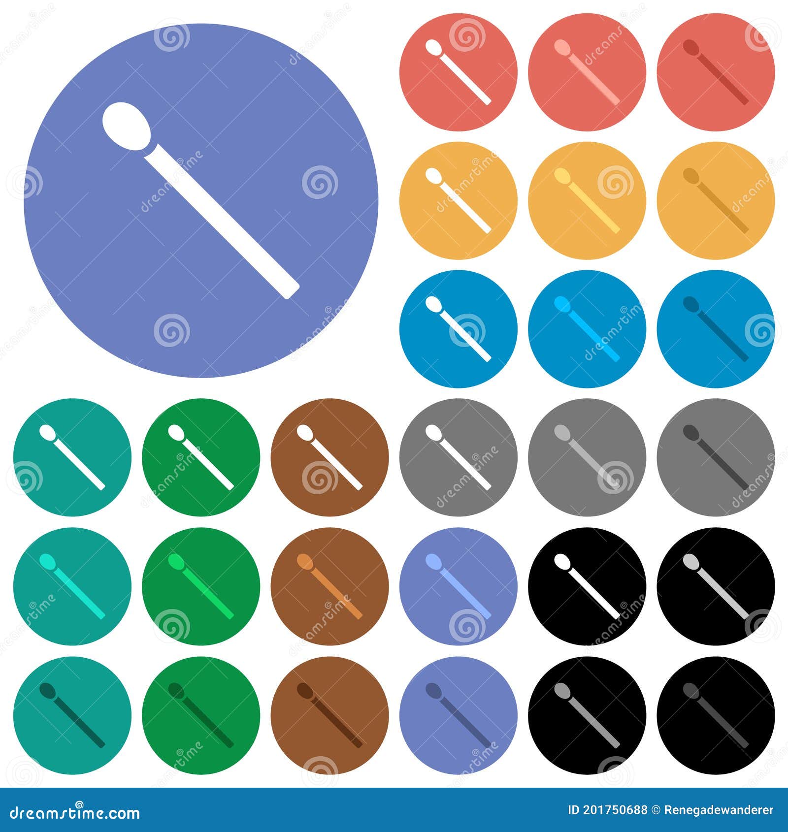 Matchstick Round Flat Multi Colored Icons Stock Vector - Illustration ...