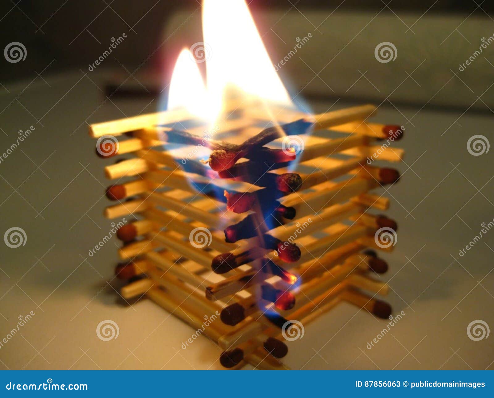 Matchstick-tower-on-fire Picture. Image: 87856063