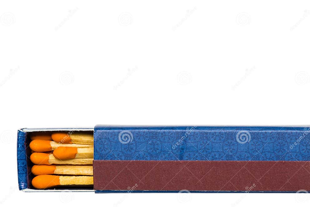 Matchsticks in the Blue Box on White Background Stock Image - Image of ...