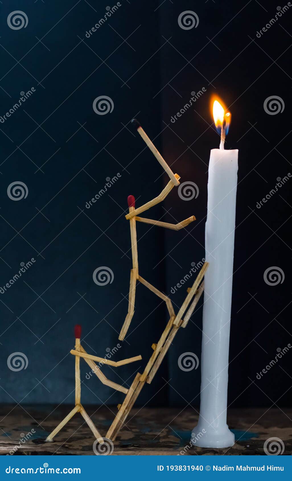 Matchsticks in Form of a Man Lighting a Candle, Matchstick Man Lighting ...