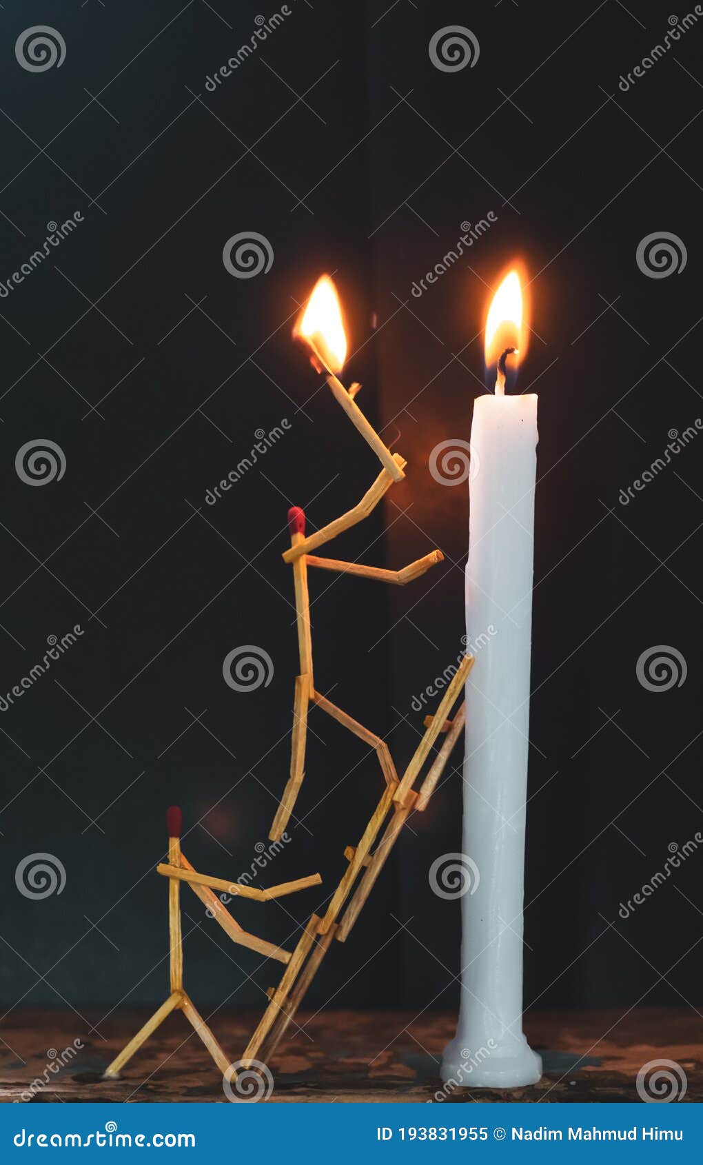 Matchsticks in Form of a Man Lighting a Candle, Matchstick Man Lighting ...