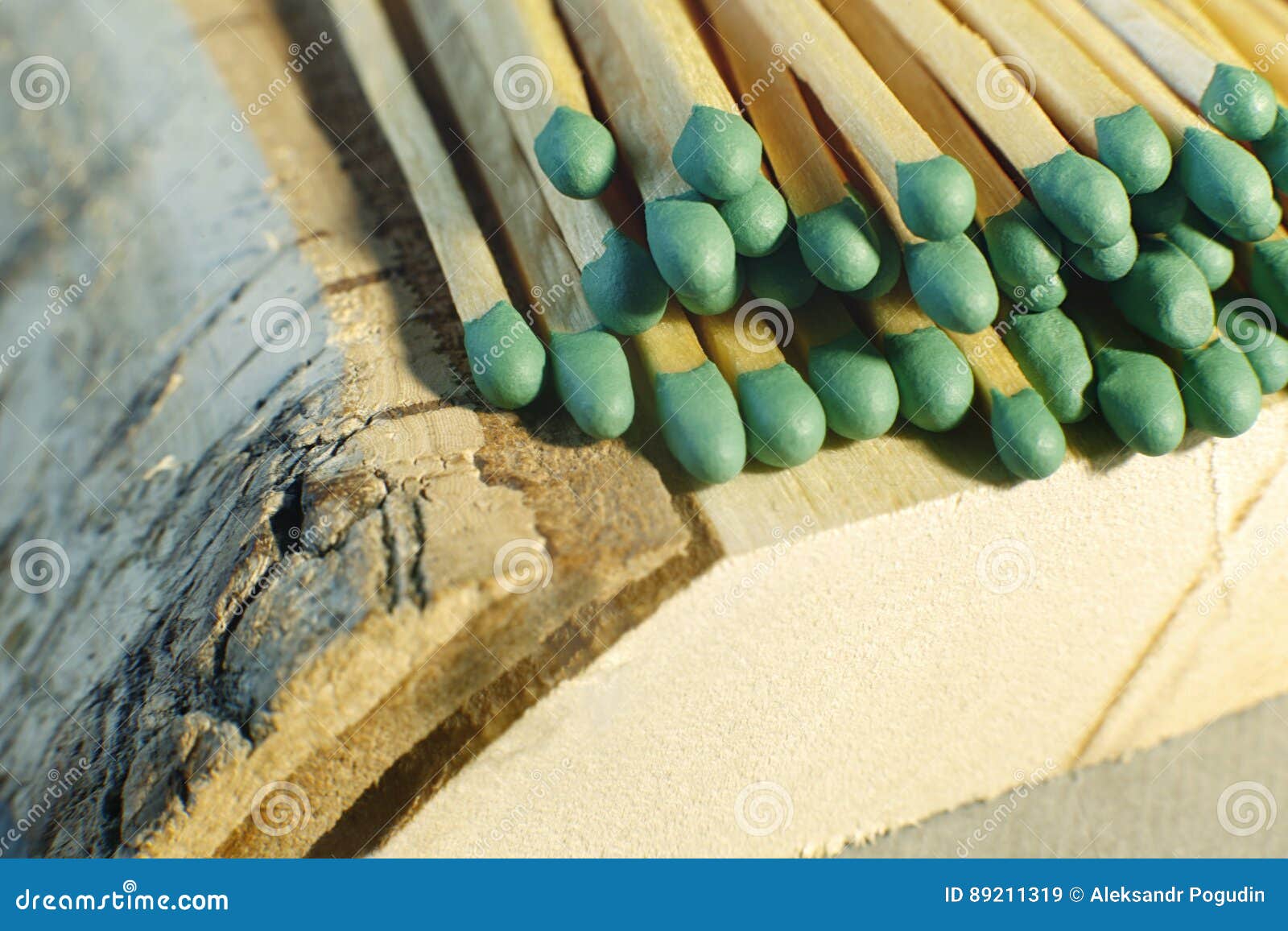 Matchsticks with Green Tips on a Birch Board Macro Close Up Stock Image ...