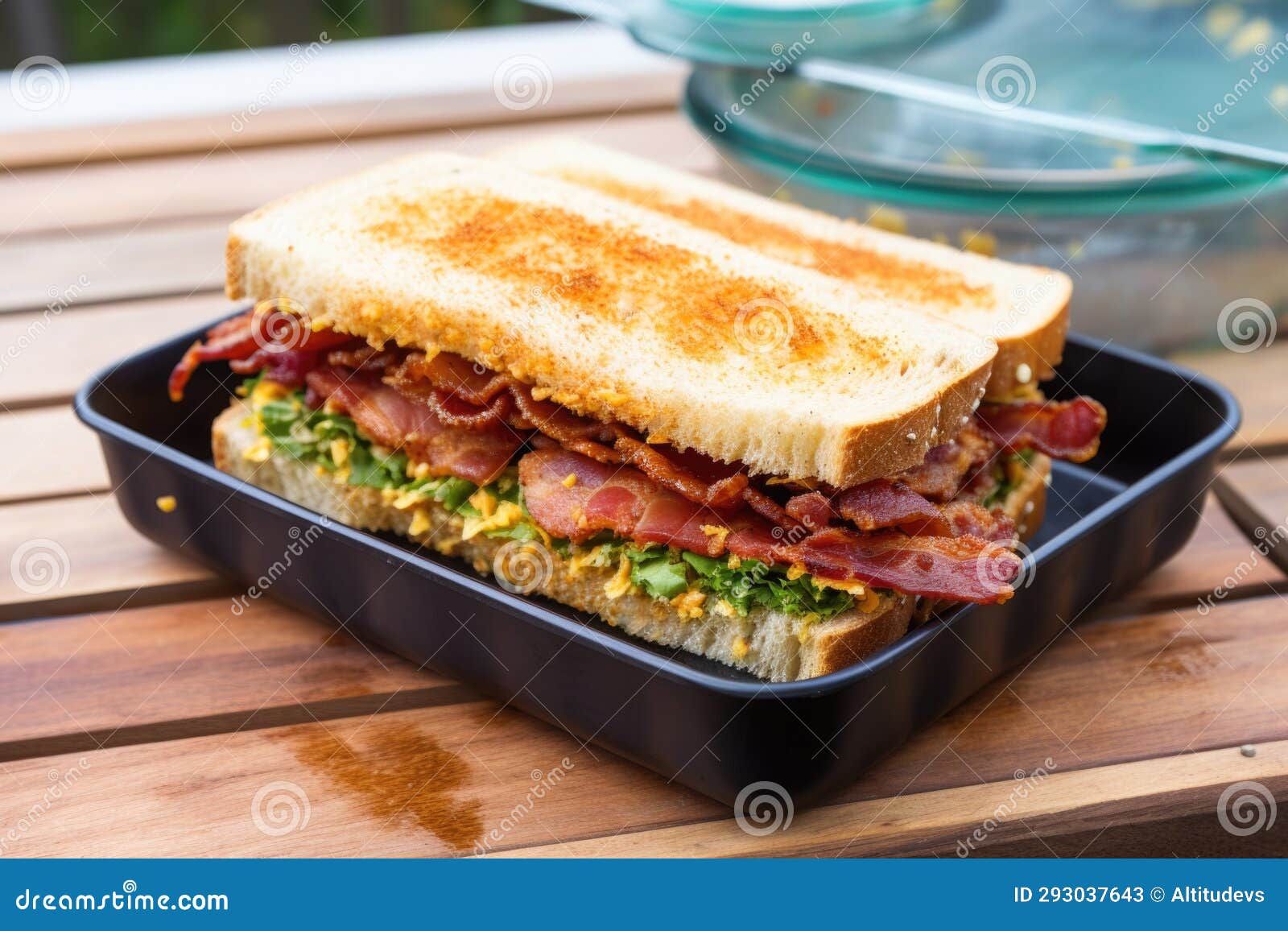 Mate Tea Soaked Bacon Sandwich on a Plastic Tray Stock Image - Image of ...