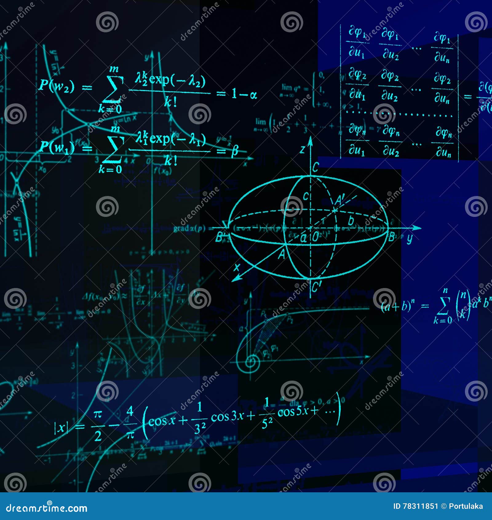 Matematiska Formler Och Grafer Stock Illustrationer - Illustration av ...