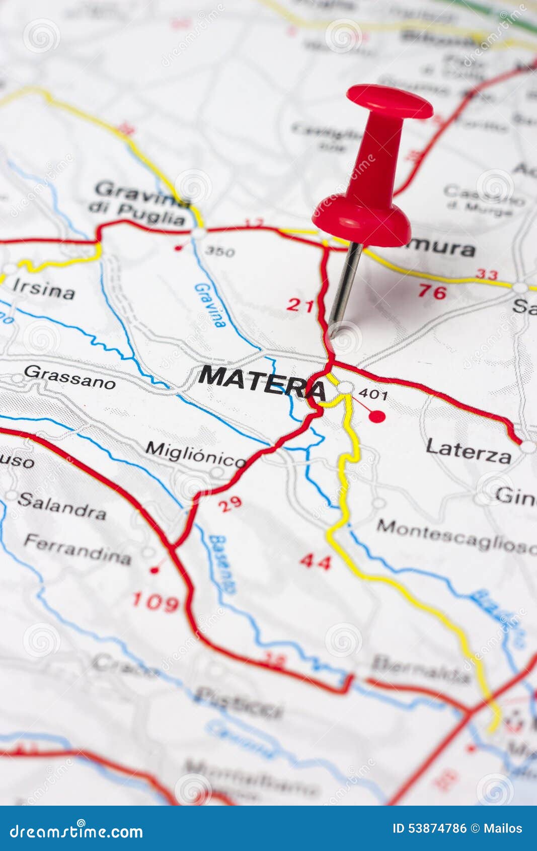 Matera en el mapa foto de archivo. Imagen de herencia - 53874786