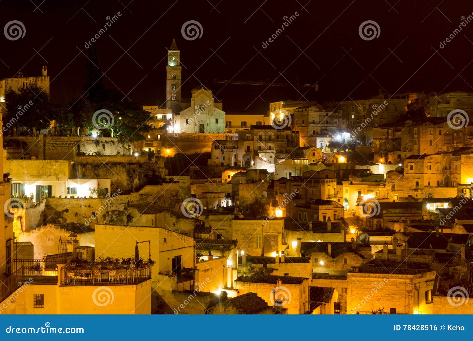 Matera in the night stock photo. Image of architecture - 78428516