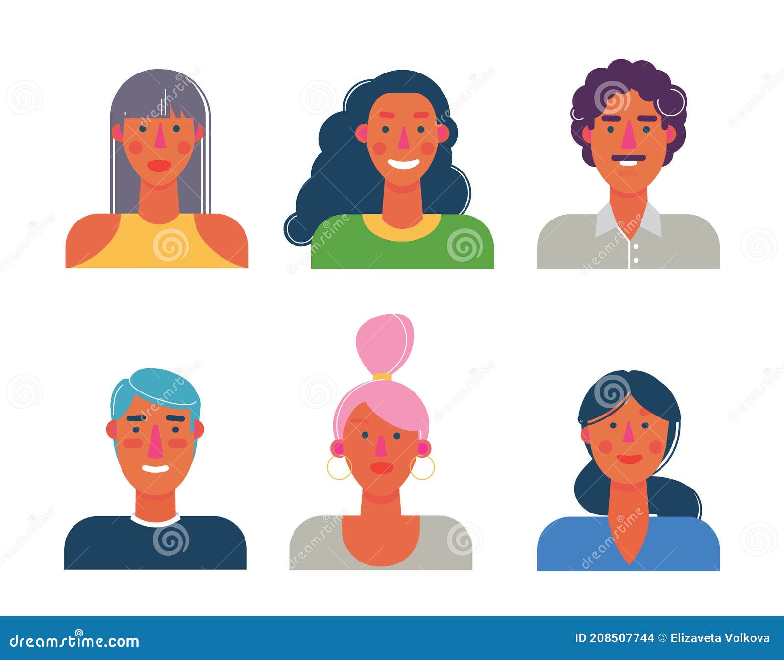 Material Cartoon Avatars, Vector Trendy Characters Collection Stock ...