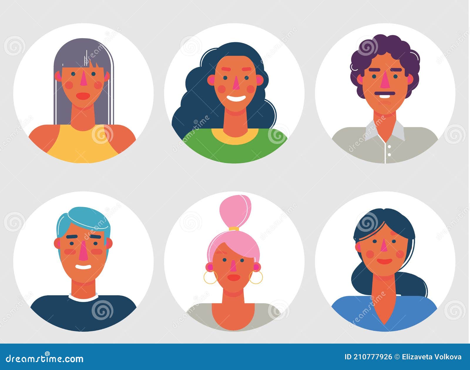 Material Cartoon Avatars, Vector Trendy Characters Collection Stock ...