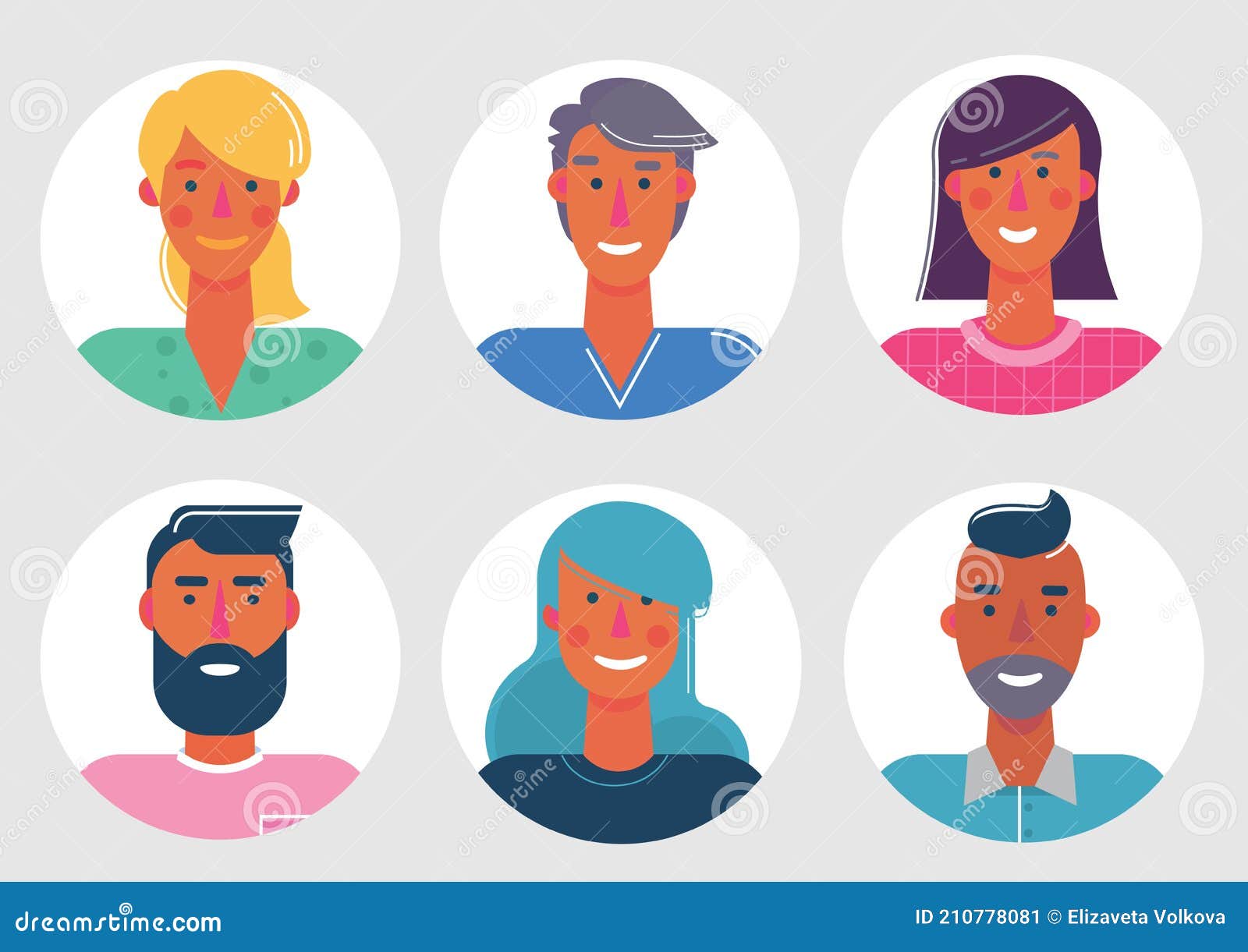 Material Cartoon Avatars, Vector Trendy Characters Collection Stock ...