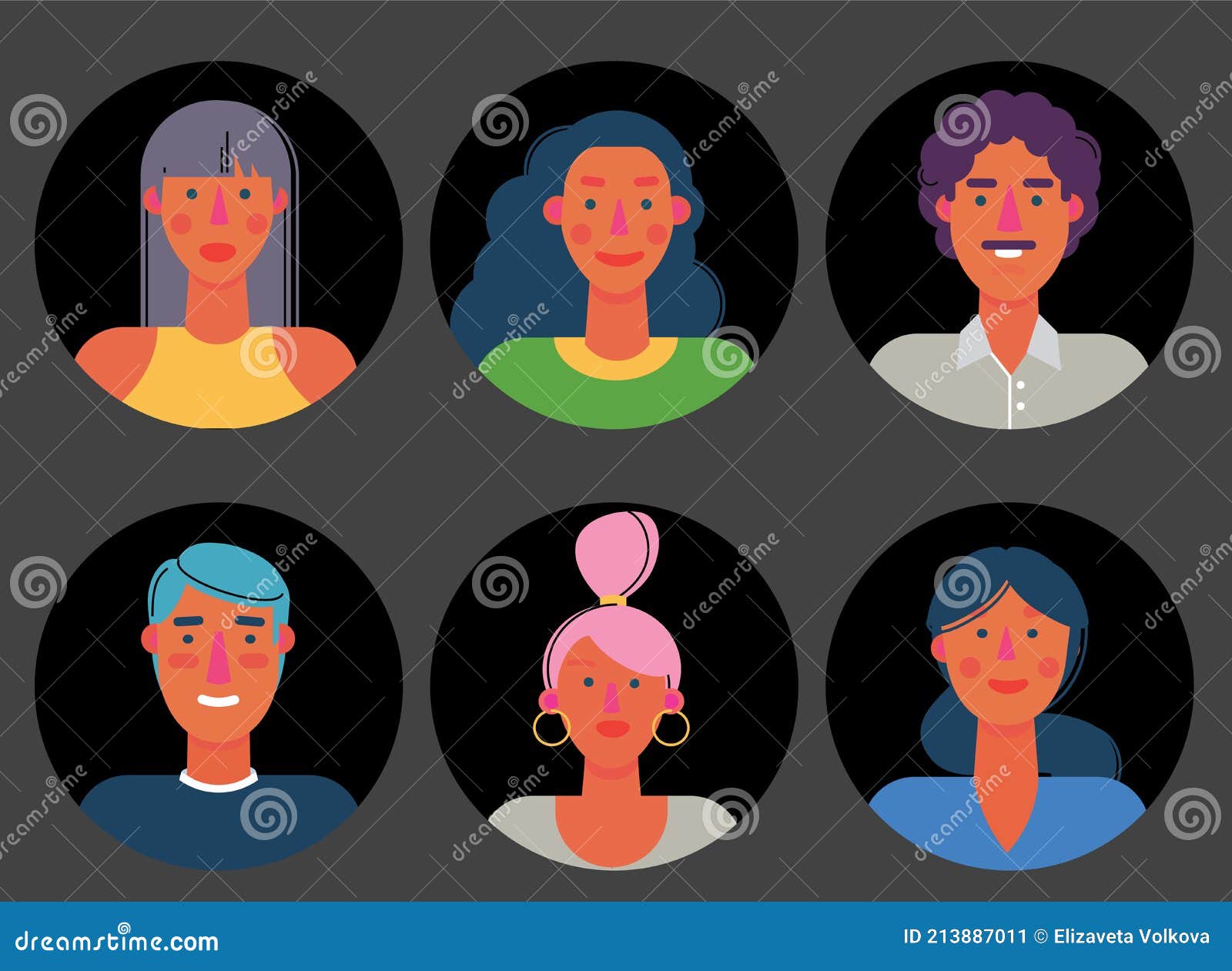 Material Cartoon Avatars, Vector Trendy Characters Collection Stock ...