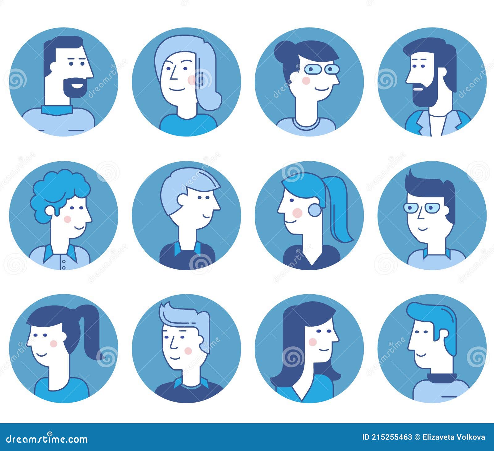 Material Cartoon Avatars, Vector Trendy Characters Collection Stock ...