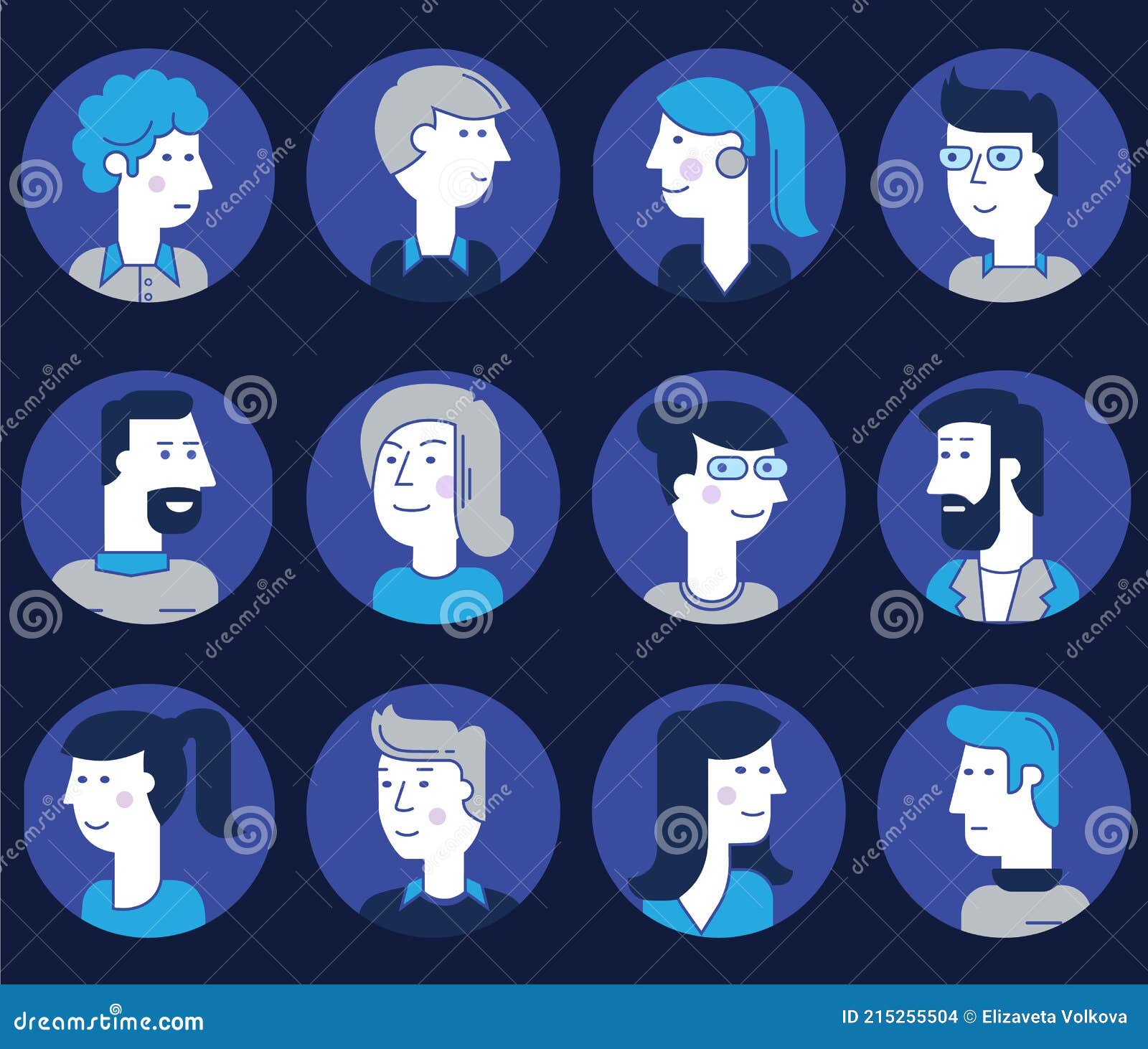 Material Cartoon Avatars, Vector Trendy Characters Collection Stock ...