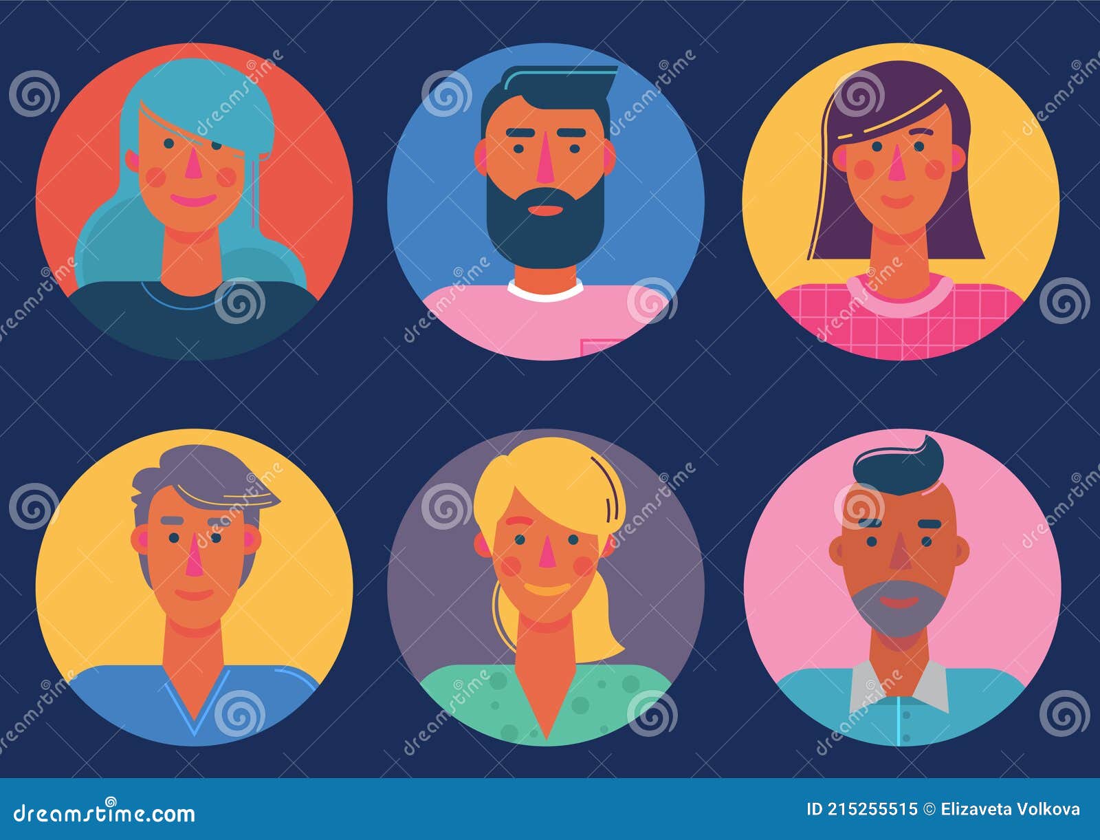 Material Cartoon Avatars, Vector Trendy Characters Collection Stock ...