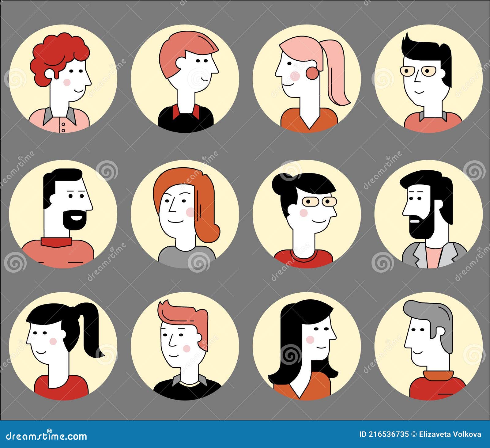 Material Cartoon Avatars, Vector Trendy Characters Collection Stock ...