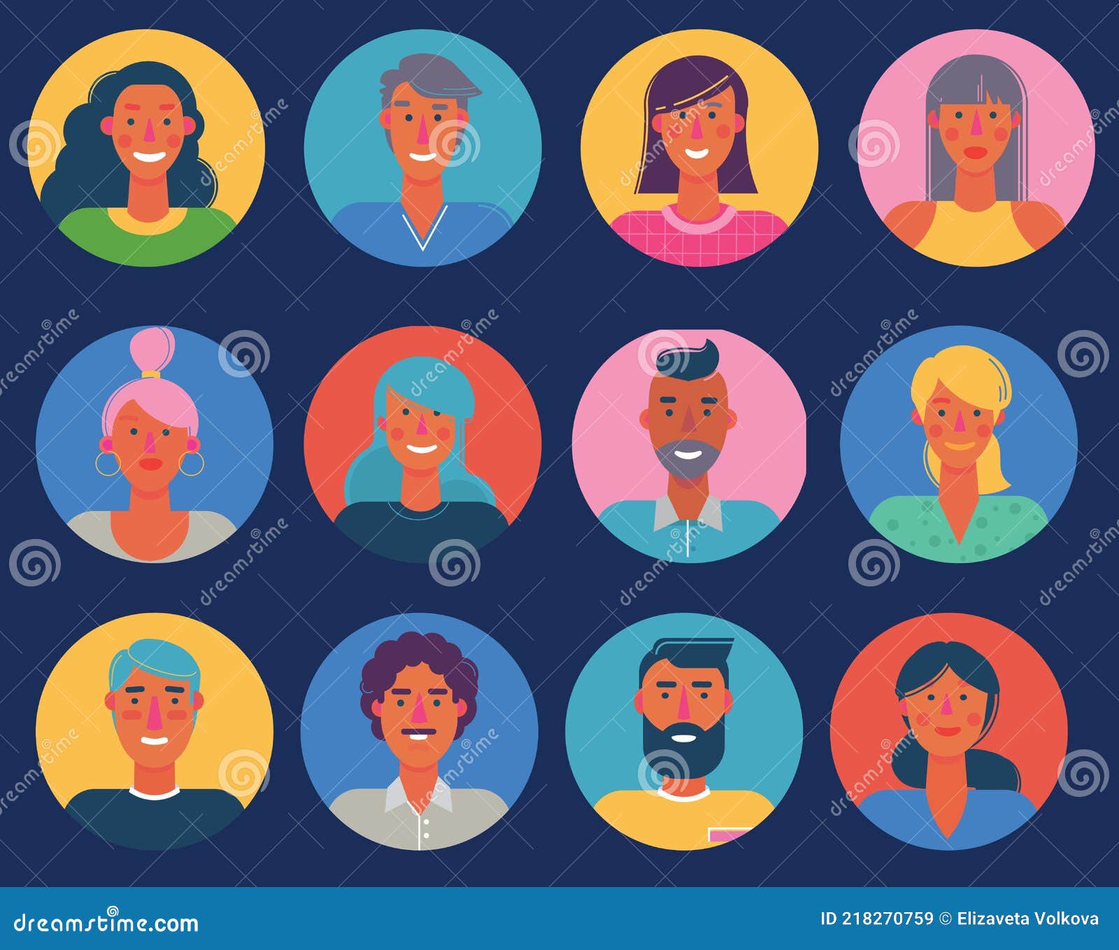 Material Cartoon Avatars, Vector Trendy Characters Collection Stock ...