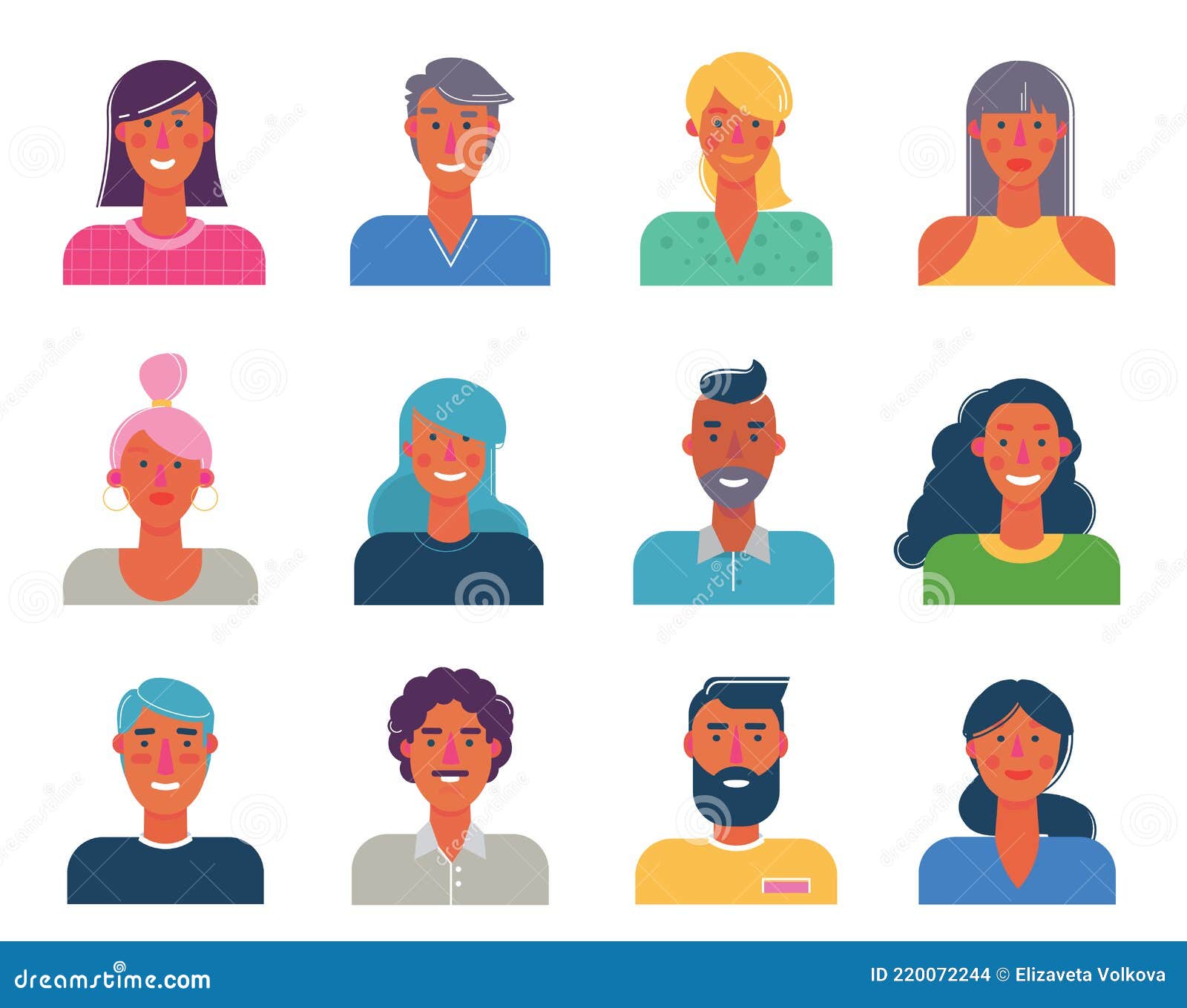 Material Cartoon Avatars, Vector Trendy Characters Collection Stock ...