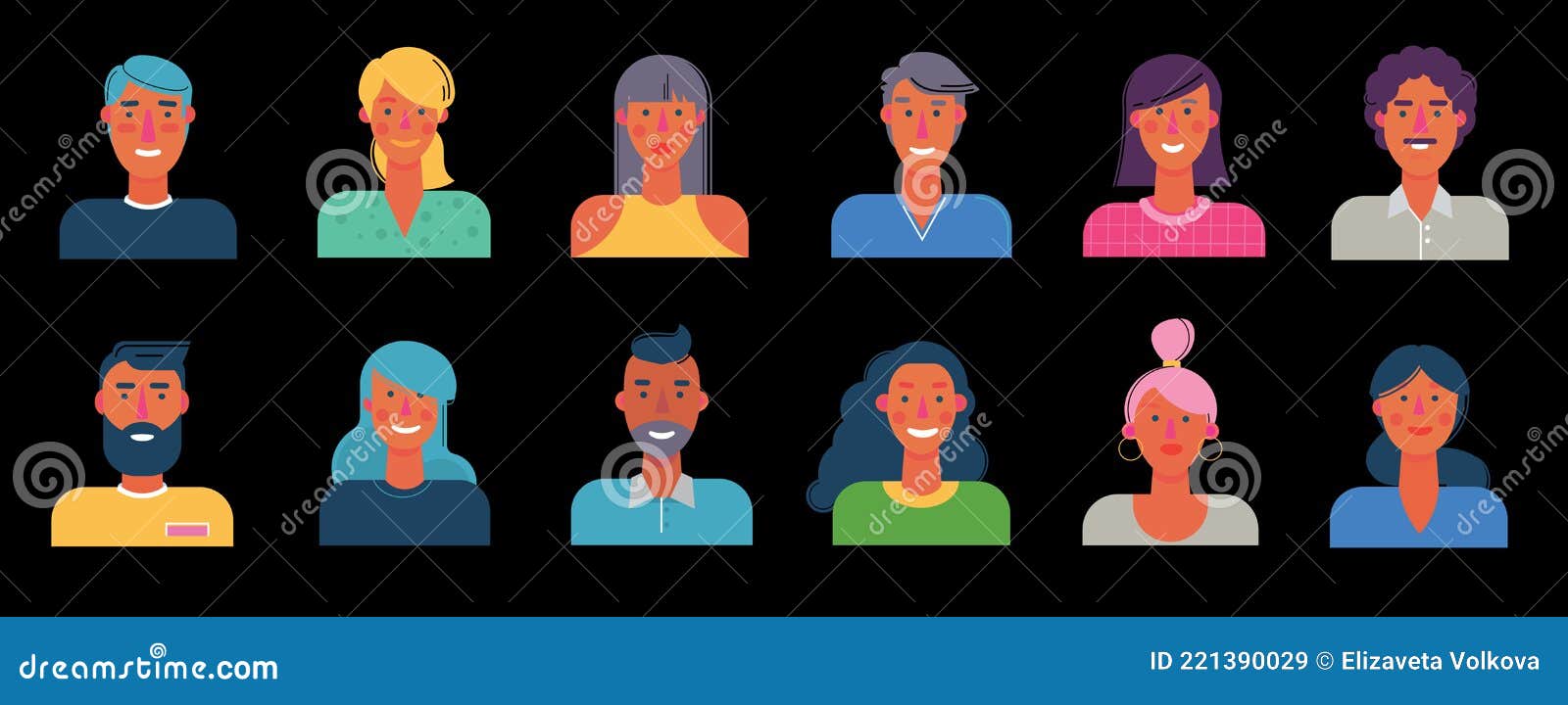 Material Cartoon Avatars, Vector Trendy Characters Collection Stock ...