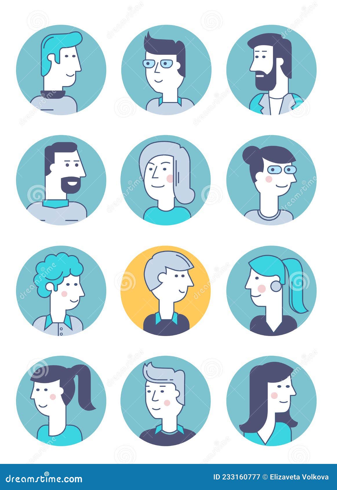 Material Cartoon Avatars, Vector Trendy Characters Collection Stock ...