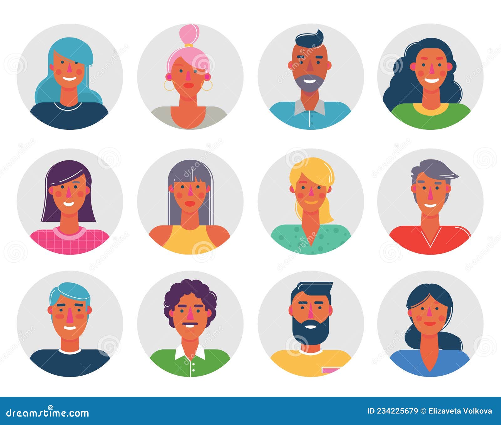 Material Cartoon Avatars, Vector Trendy Characters Collection Stock ...