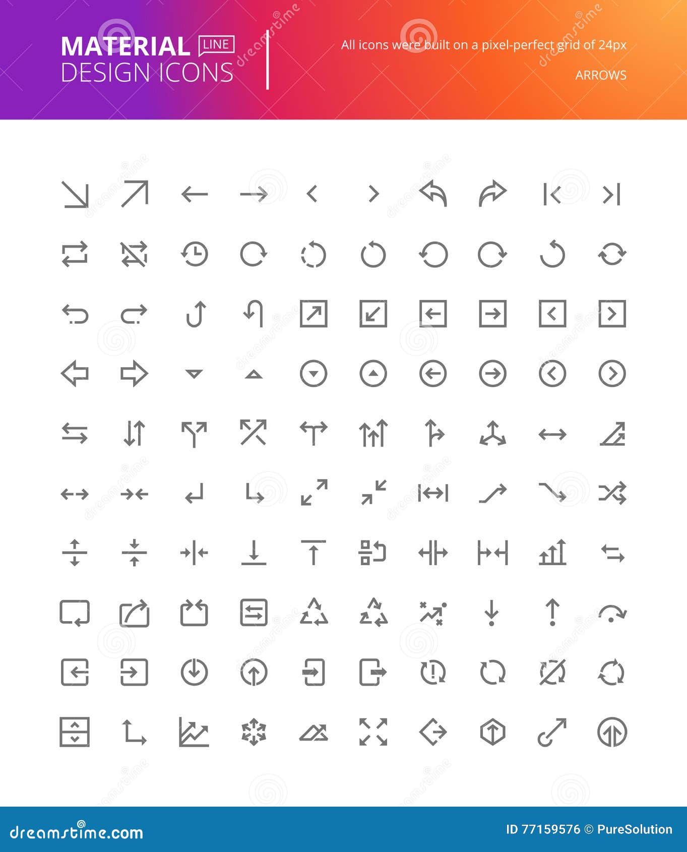 Download Arrow Symbol Material Design Line Vector Icon Stock ...