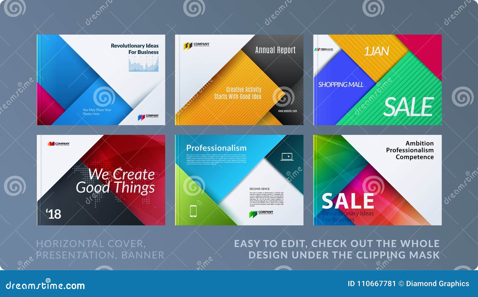 Material Design of Brochure Set, Abstract Annual Report, Horizontal ...