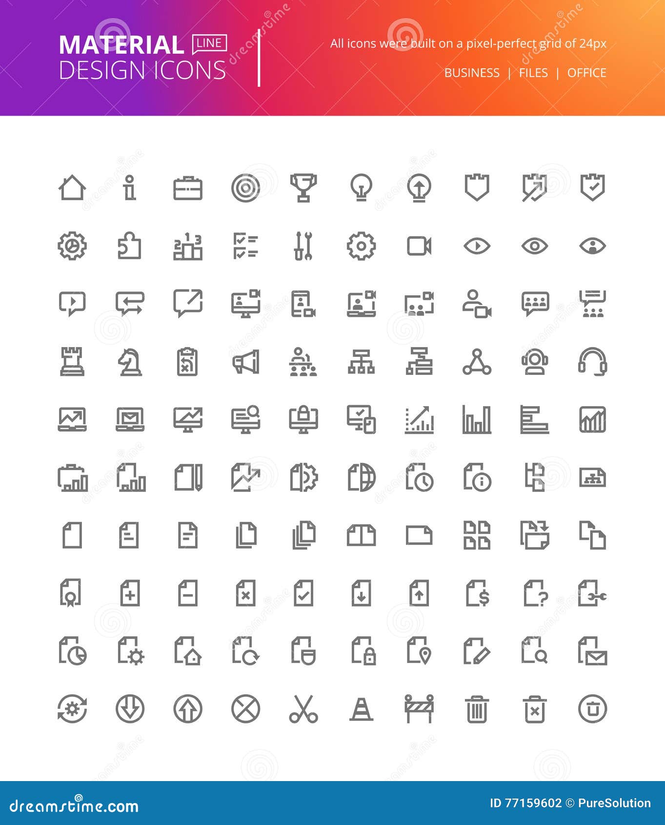 Material Design Business Icons Set Stock Vector - Illustration of ...