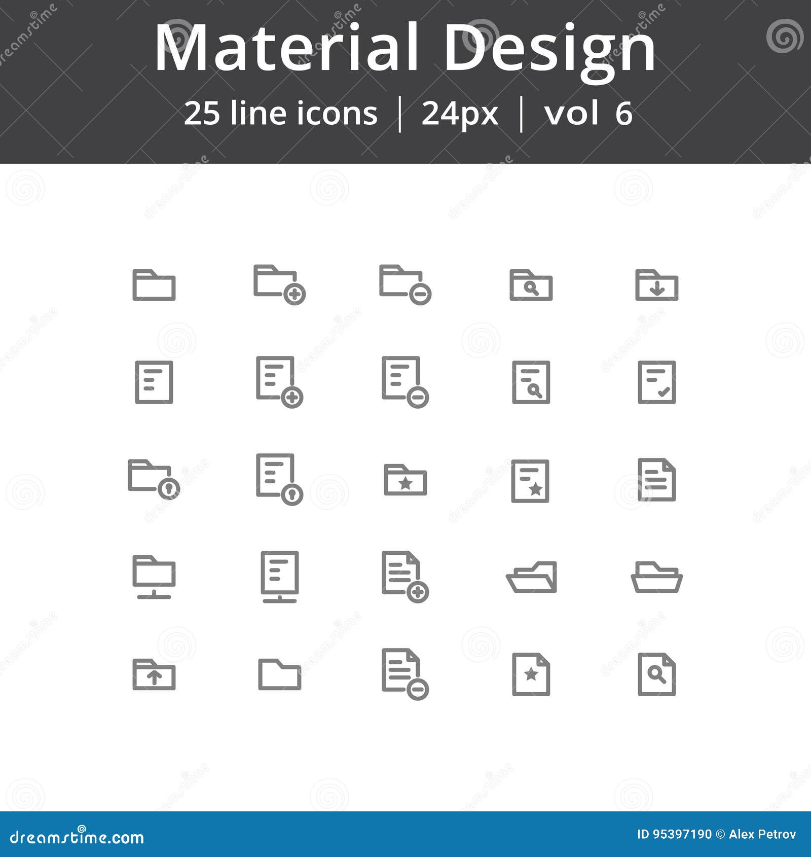 Material Design Folder Line Icons Stock Vector - Illustration of layout ...
