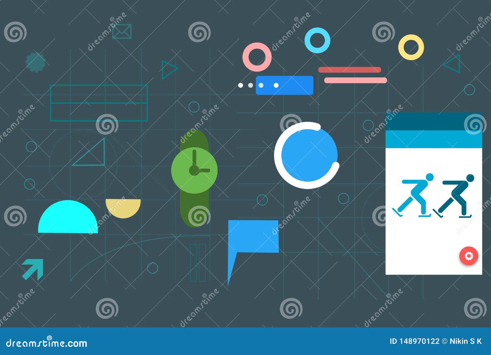 Material Design Style Background with Colour Components Stock Vector ...