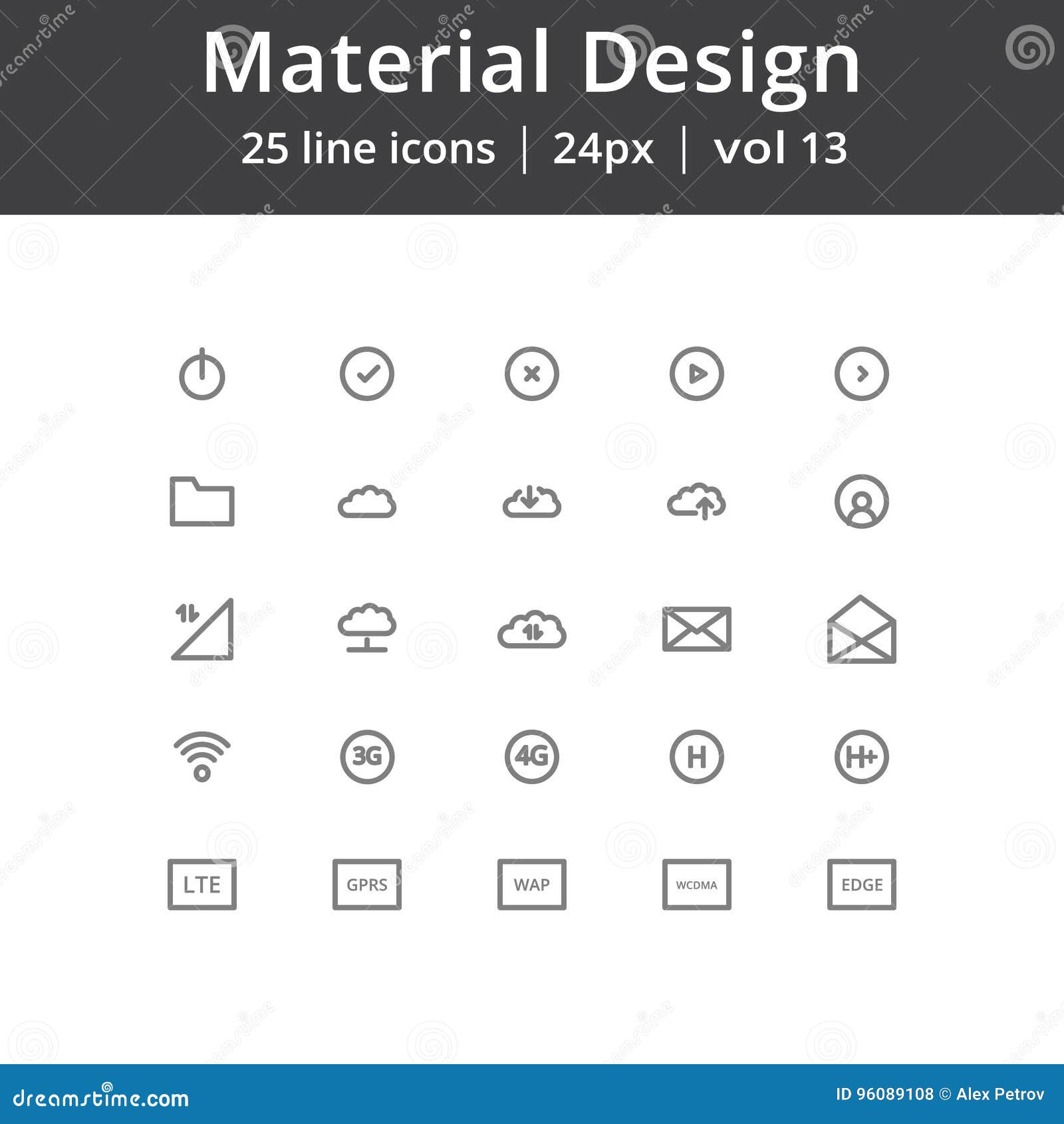 Material Design UI Line Icons Stock Vector - Illustration of collection ...