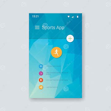 Material Design User Interface Template. Low Poly Stock Vector ...