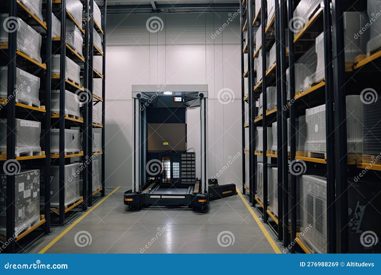 Material Handling and Palletizing Robot Entering Storage Room, with ...
