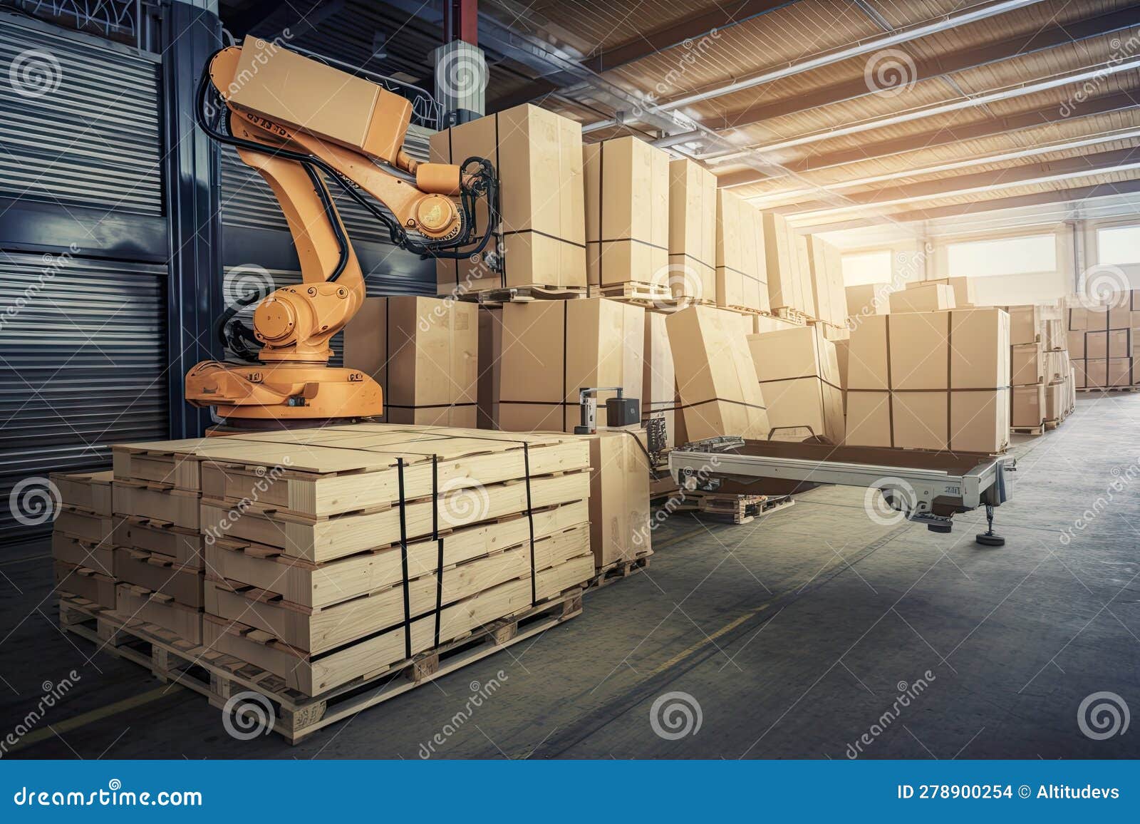 Material Handling and Palletizing Robot Stacking Boxes on Pallet in ...
