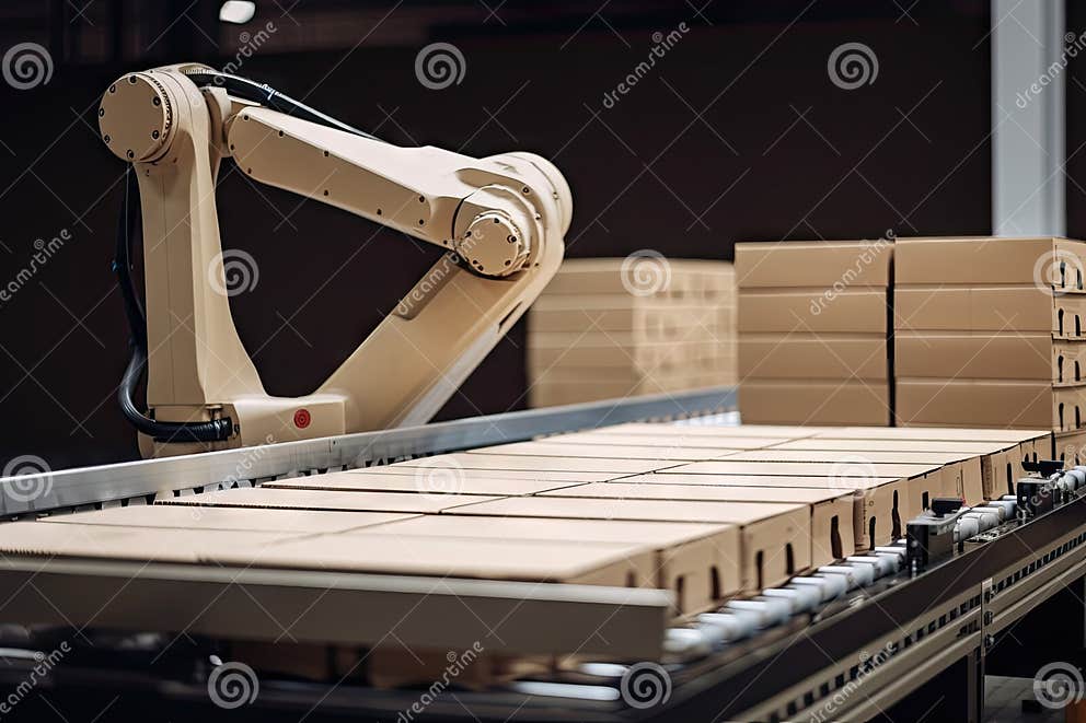 Material Handling and Palletizing Robot, Transporting Load of Boxes on ...