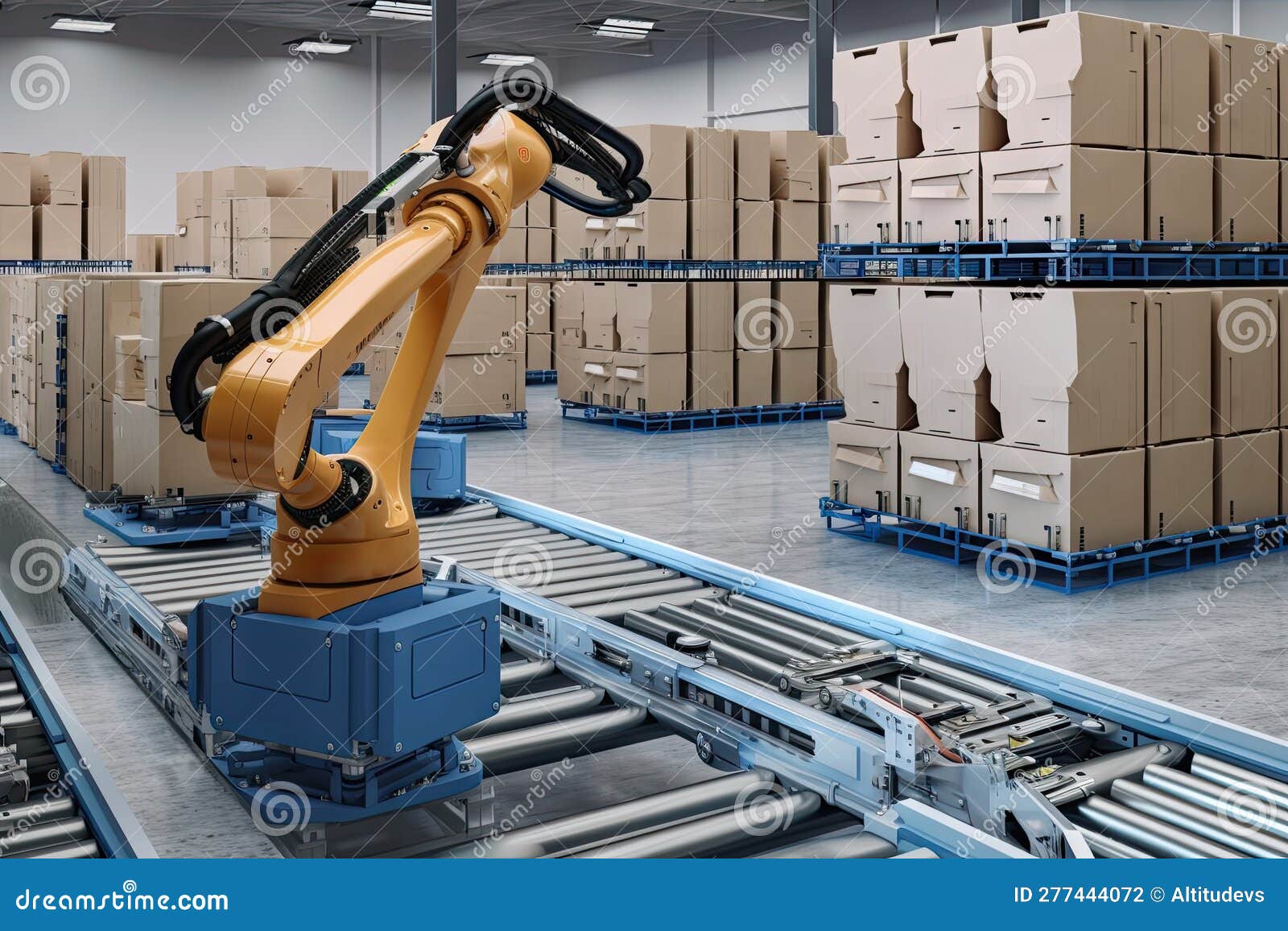 Material Handling Robot Transporting Heavy Load through Busy Warehouse ...