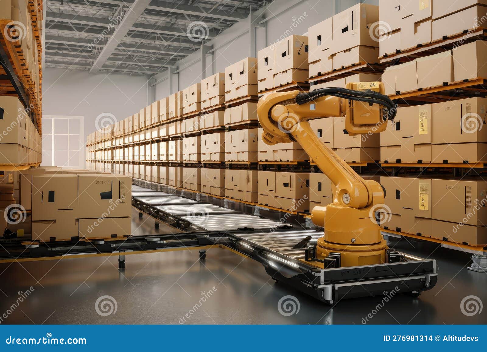 Material Handling Robot Transporting Heavy Load through Busy Warehouse ...
