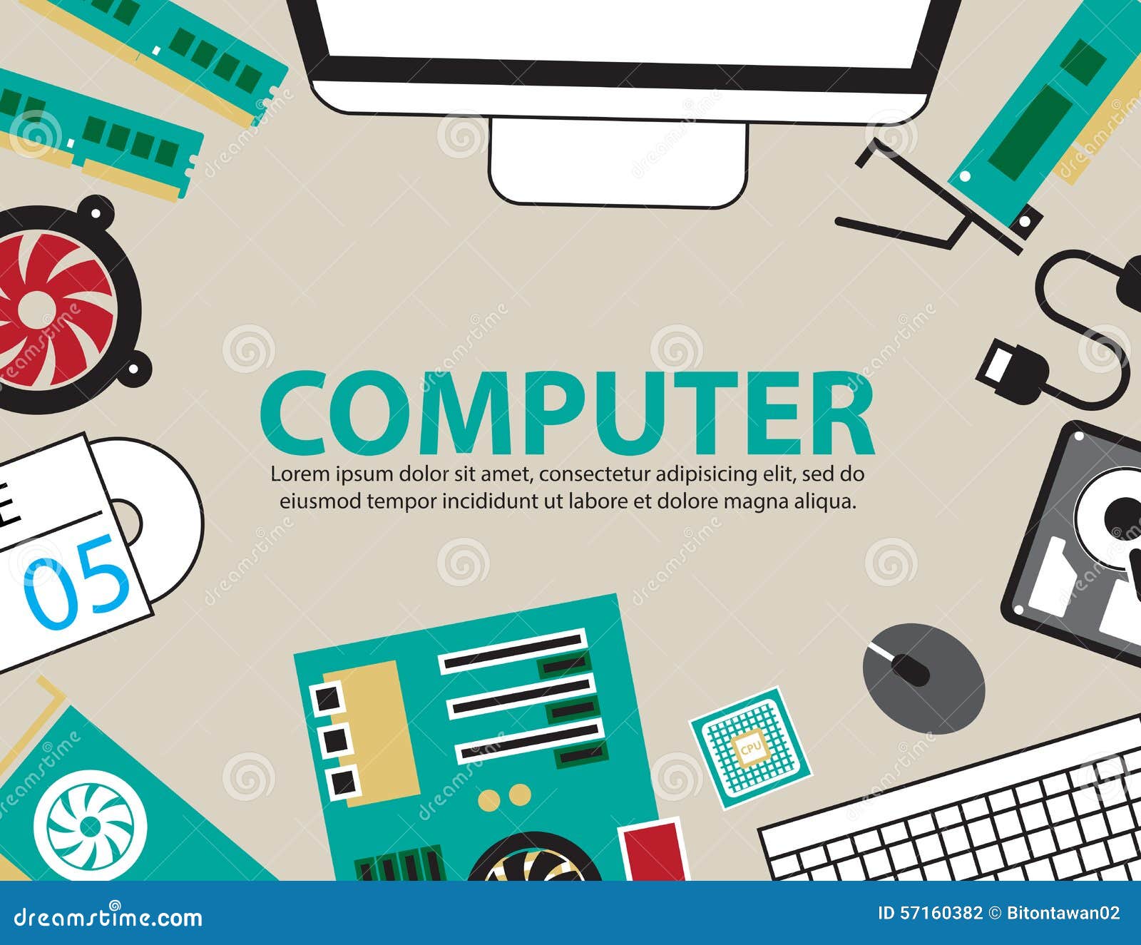 Material Informático Da Mesa, Fundo Do Vetor Ilustração do Vetor ...