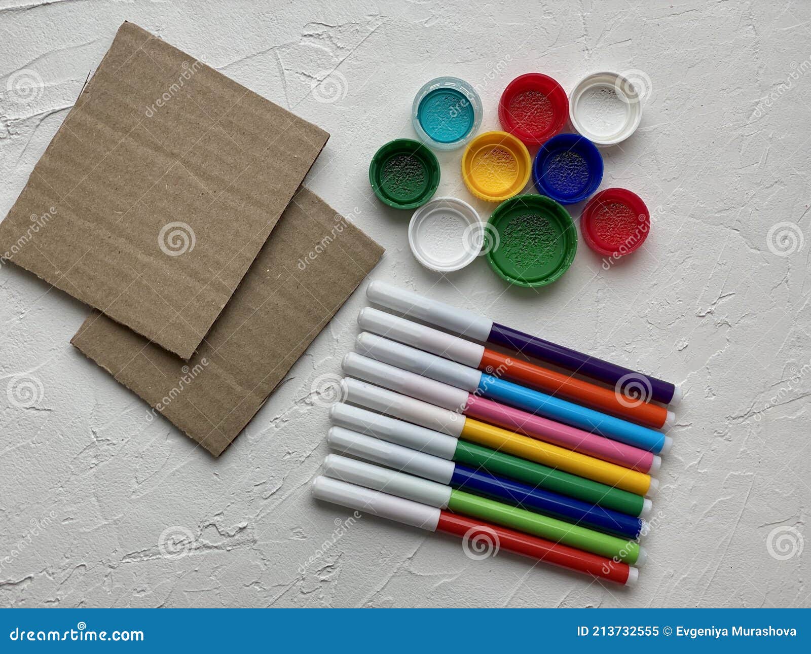 The Material for Kid Creativity is Cardboard Markers and Plastic Lids ...