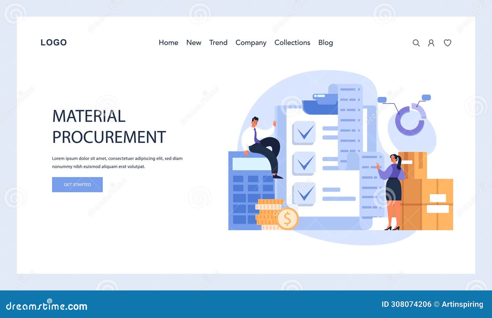 Material Procurement Process Concept. Flat Vector Illustration Stock ...