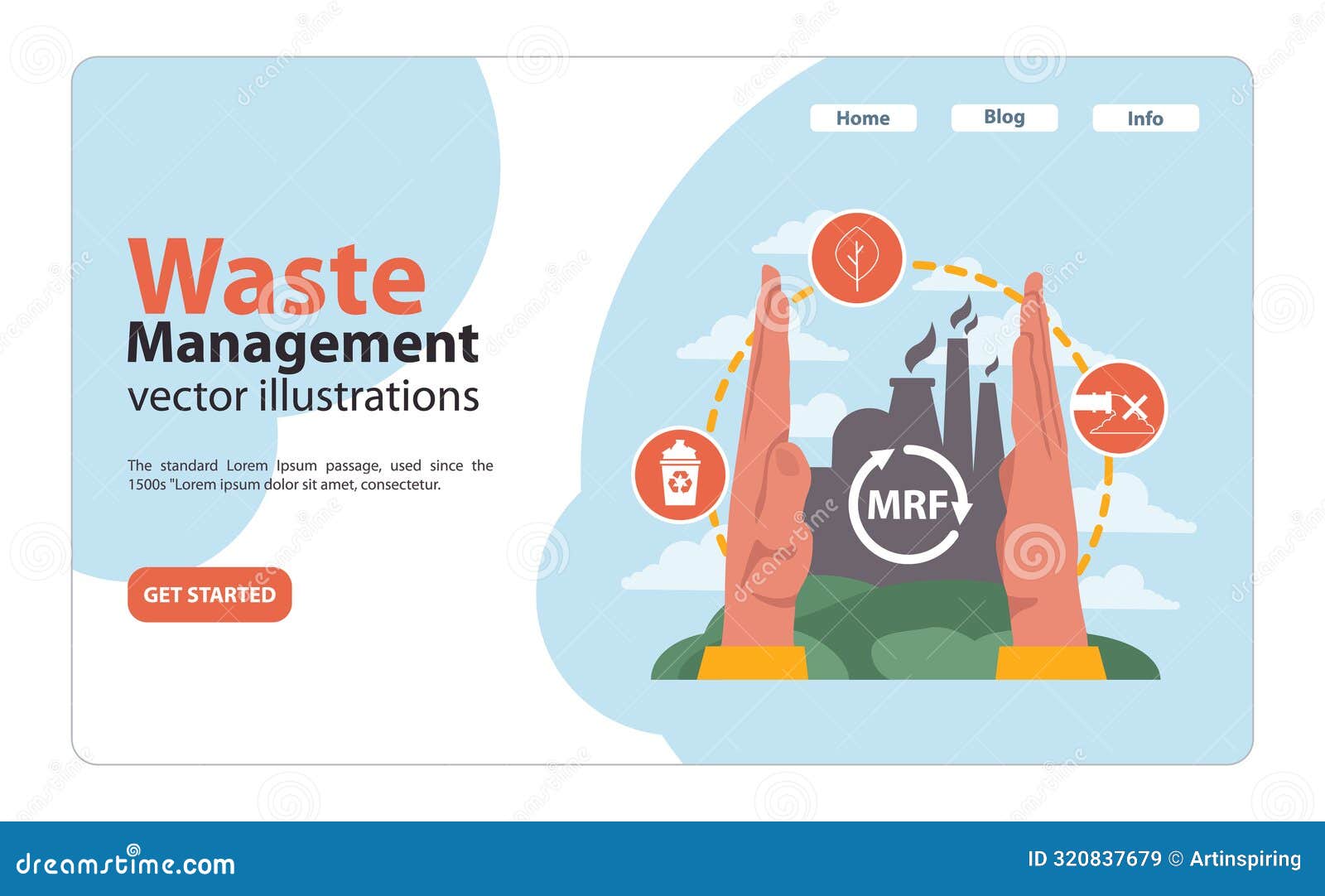 Material Recovery Facility Focus. Flat Stock Vector - Illustration of ...