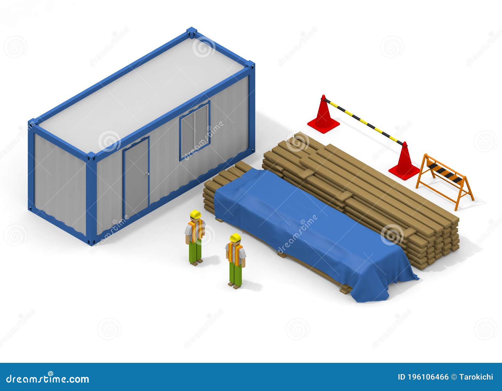 Material Storage Area at the Construction Site. Workers Resting at the ...