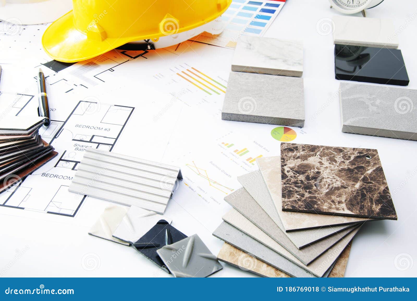 Materials Construction on Interior Designer Table Stock Photo - Image ...