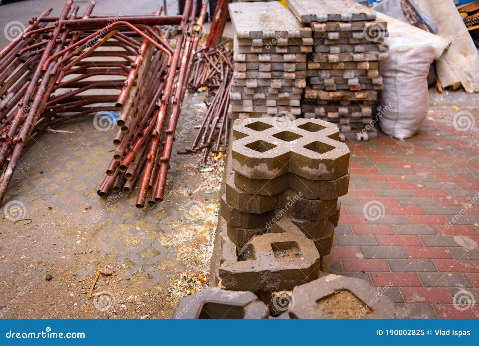 Materials and Equipment for Construction at Building Site Stock Image ...